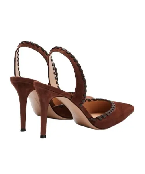 GIANVITO ROSSI Leather-trimmed Suede Slingback Pumps
