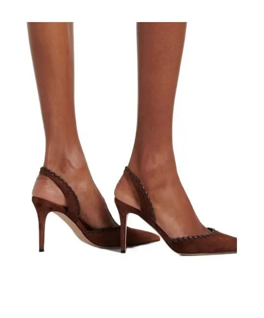GIANVITO ROSSI Leather-trimmed Suede Slingback Pumps