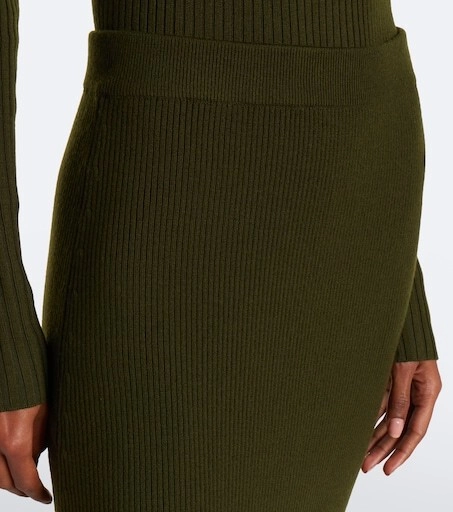 Victoria Beckham Ribbed-knit Wool Midi Skirt
