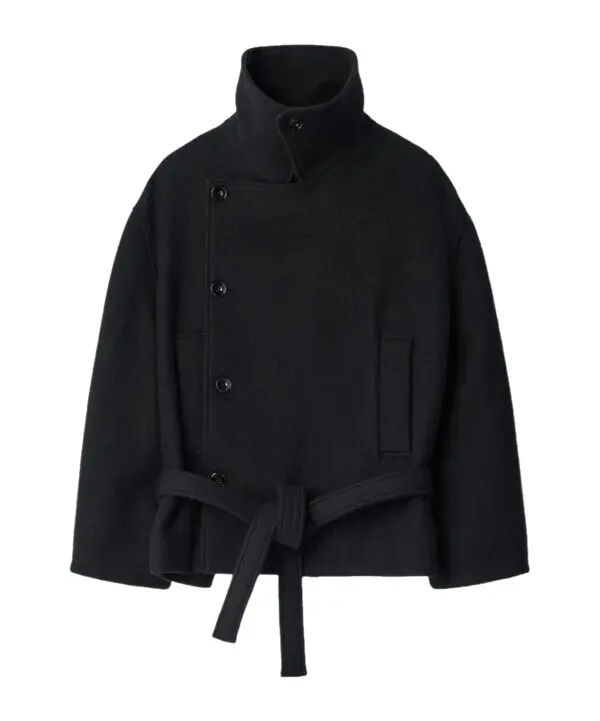 LEMAIRE Short Wrap Coat In Felted Wool And Alpaca Blend