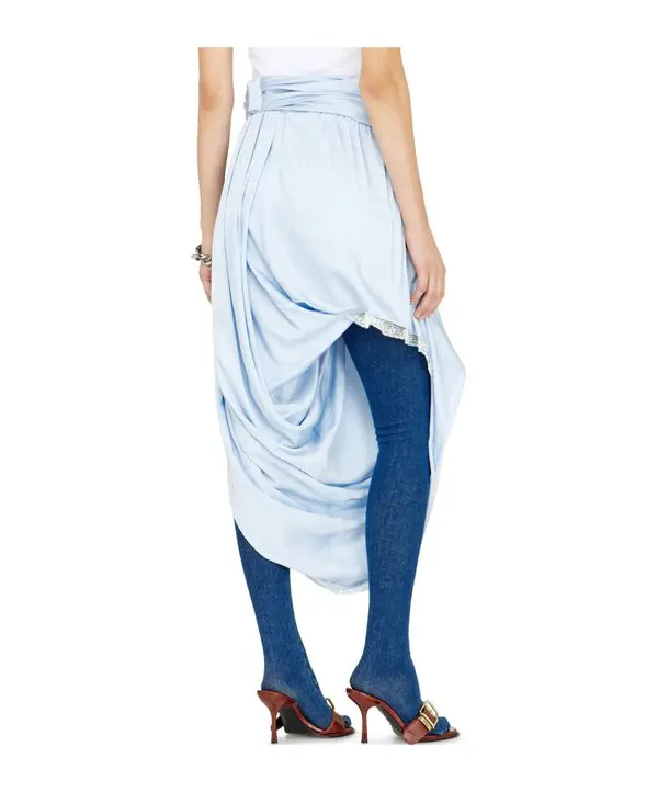 DIESEL® Draped Satin Midi Skirt With Lace-trim