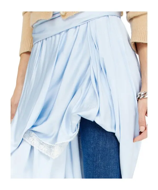 DIESEL® Draped Satin Midi Skirt With Lace-trim