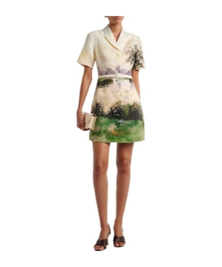 LEO Brigitte Printed Linen-blend Shirt Dress