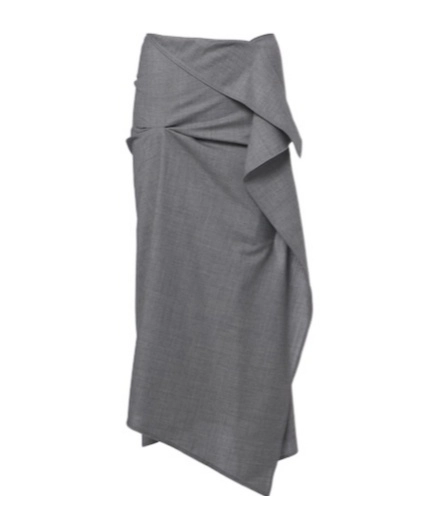 Victoria Beckham Asymmetric Draped Wool Midi Skirt