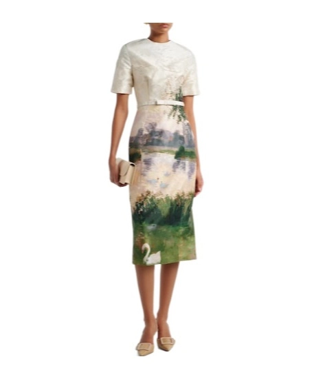 LEO Elizabeth Printed Jacquard Midi Dress