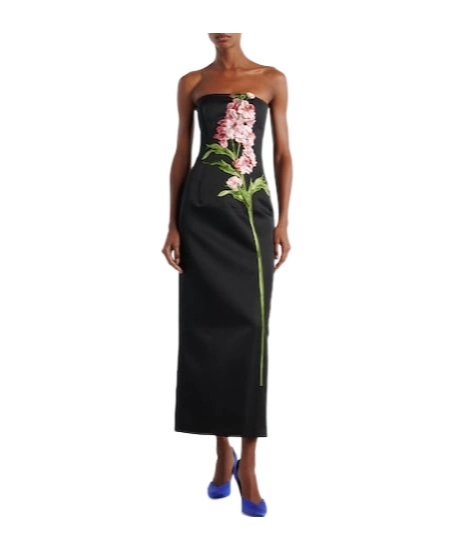 LEO Floral-applique Bustier Dress
