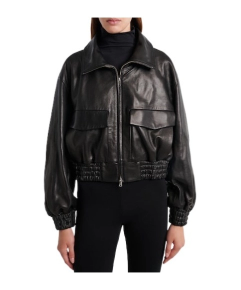 Nour Hammour Leather Blouson Jacket