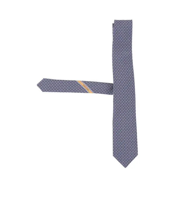 FERRAGAMO Gancini Links Print Silk Tie - Purple