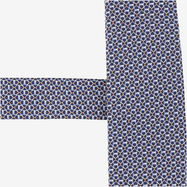 FERRAGAMO Gancini Links Print Silk Tie - Purple