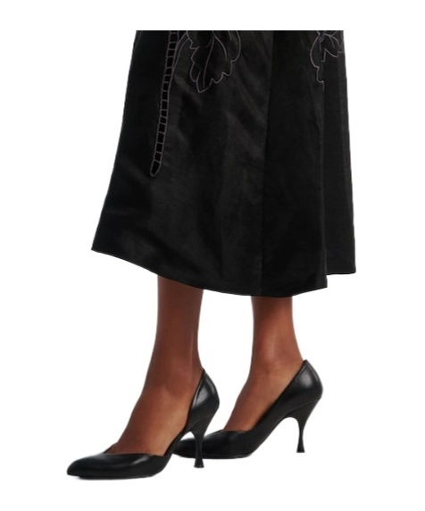 LEO Aubrey Floral-appliqué Linen-blend Midi Dress