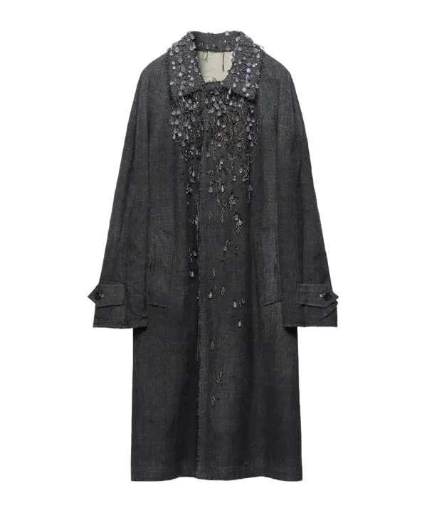 Prada Single-breasted Mouliné Prince Of Wales Check And Embroidered Twill Coat - Black/tequila
