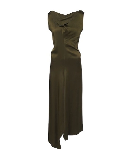 Victoria Beckham Draped Asymmetric Satin Midi Dress