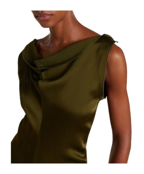 Victoria Beckham Draped Asymmetric Satin Midi Dress