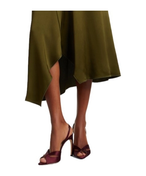 Victoria Beckham Draped Asymmetric Satin Midi Dress