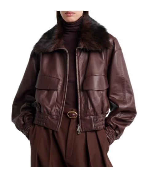 Nour Hammour Leather Blouson Jacket