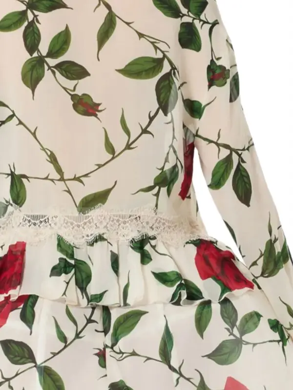 Blumarine Floral Rose Print Chiffon Top - No