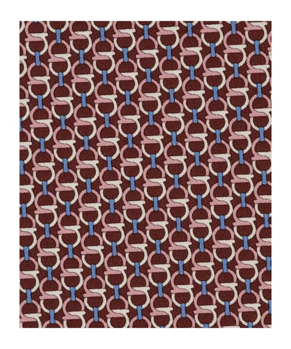 FERRAGAMO Gancini Links Print Silk Tie - Black Wine