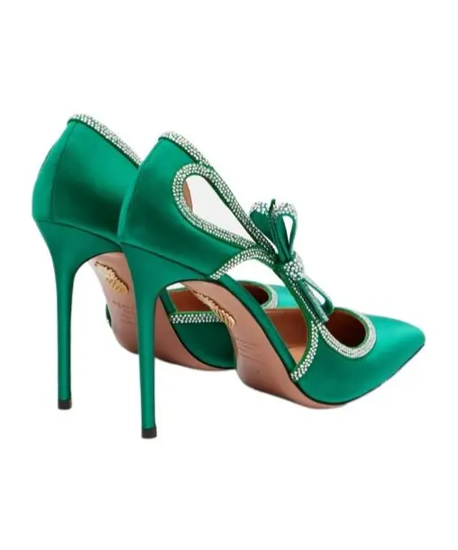 AQUAZZURA Bow-detail Satin Pumps