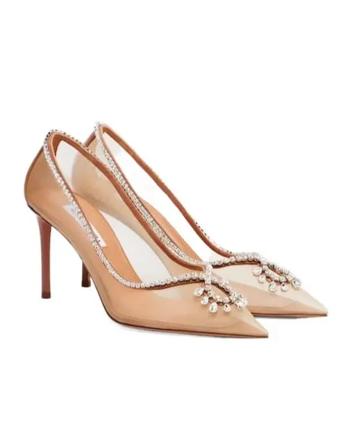 AQUAZZURA Embellished Mesh Pumps