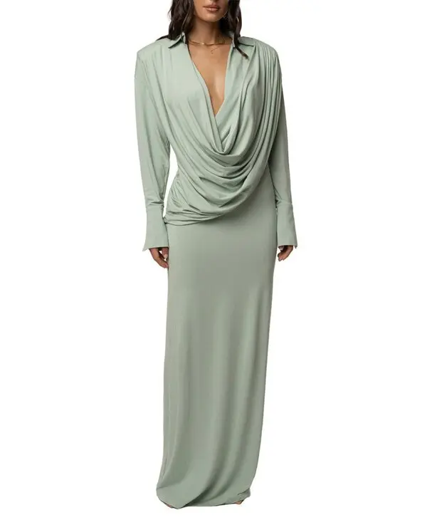 JLUXLABEL Poise Draped Maxi Dress - Mint