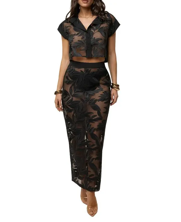 JLUXLABEL Bali Nights Embroidered Top - Black