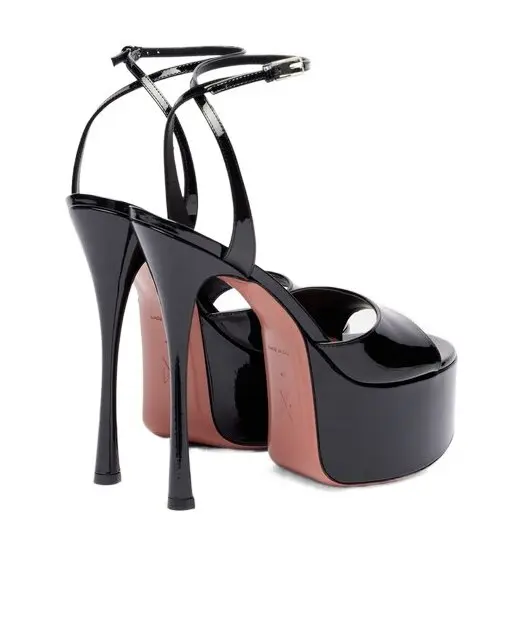 Amina Muaddi Patent Leather Platform Sandals