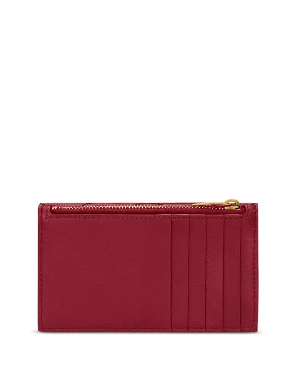 Saint Laurent Cassandre Fragments Flap Card Case In Lambskin