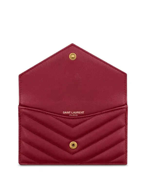 Saint Laurent Cassandre Fragments Flap Card Case In Lambskin