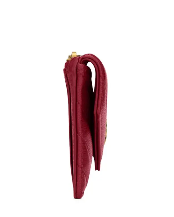 Saint Laurent Cassandre Fragments Flap Card Case In Lambskin