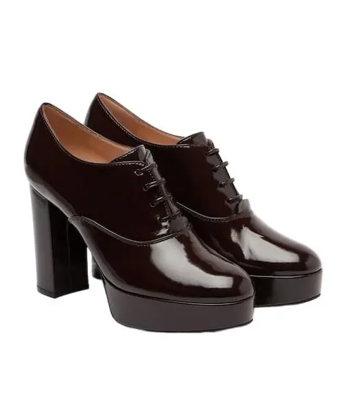 GIANVITO ROSSI Lace-up Leather Platform Pumps - Black