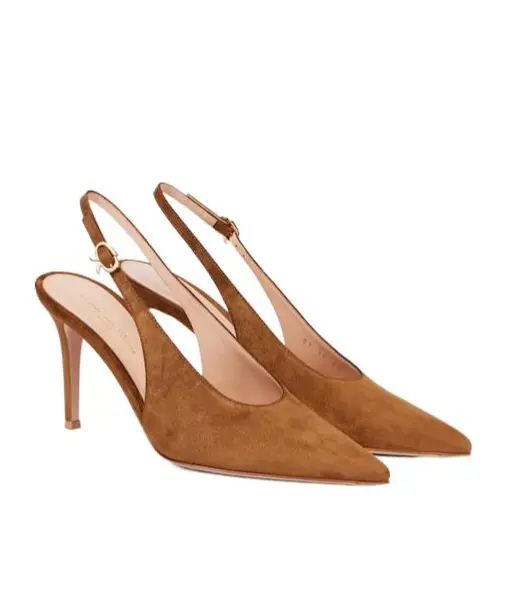 GIANVITO ROSSI Suede Slingback Pumps - Brown