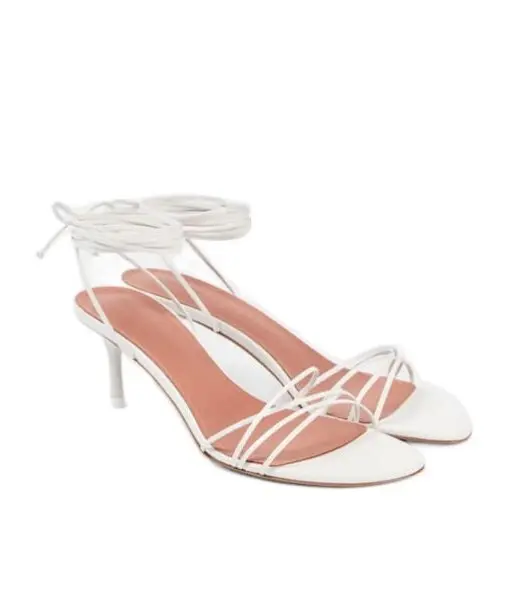 Amina Muaddi Leather Sandals - White