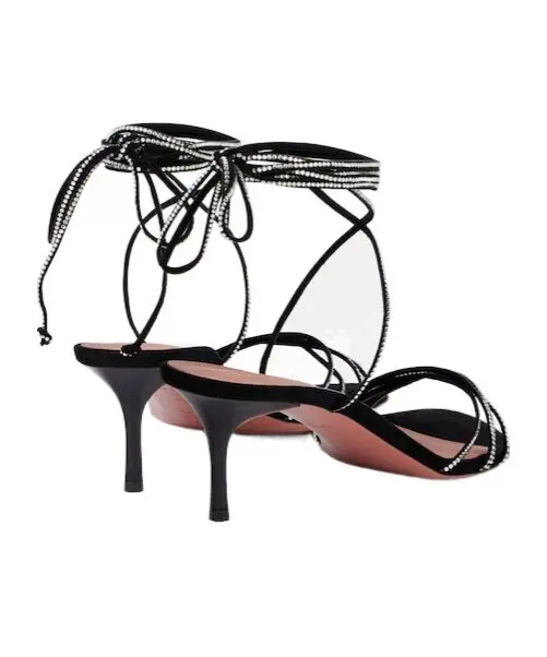 Amina Muaddi Crystal-embellished Suede Sandals