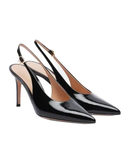 GIANVITO ROSSI Leather Slingback Pumps - Black