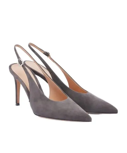 GIANVITO ROSSI Solid Suede Slingback Pumps - Gray