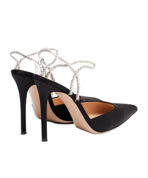 GIANVITO ROSSI Crystal-embellished Satin Pumps
