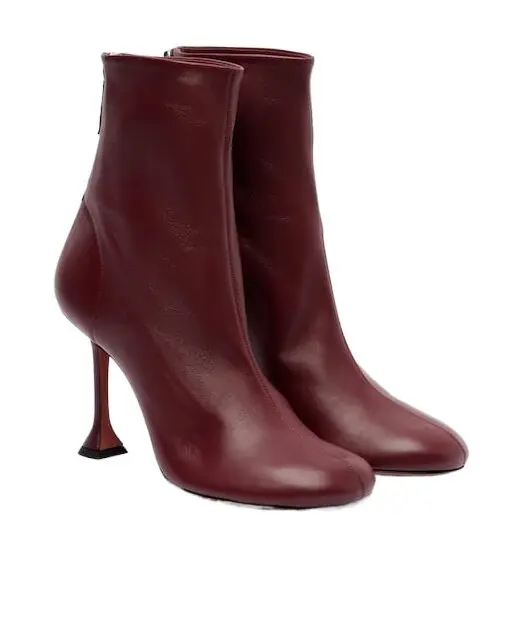 Amina Muaddi Leather Ankle Boots