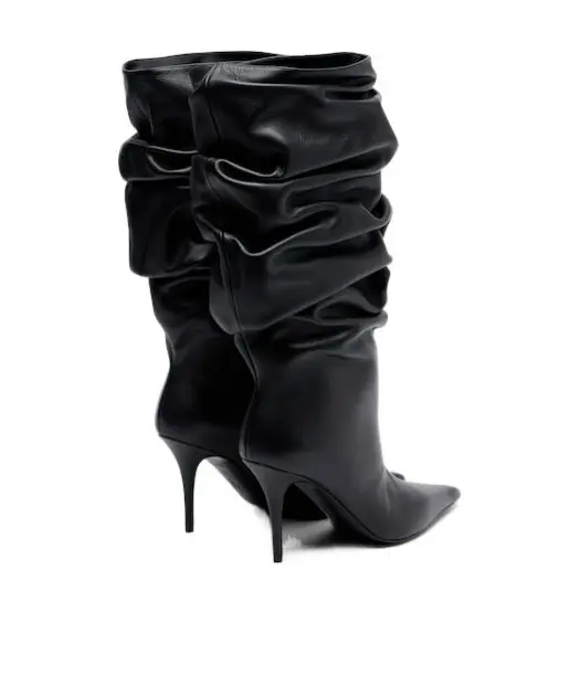 Amina Muaddi Leather Mid-calf Boots
