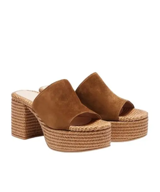 GIANVITO ROSSI Suede Platform Espadrille Mules