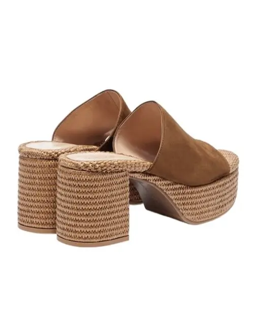 GIANVITO ROSSI Suede Platform Espadrille Mules