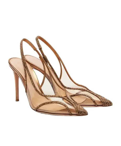 GIANVITO ROSSI Leather-trimmed Pu Slingback Pumps - Nude