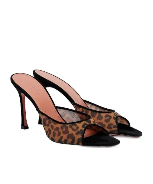 Amina Muaddi Leopard-print Mesh Mules