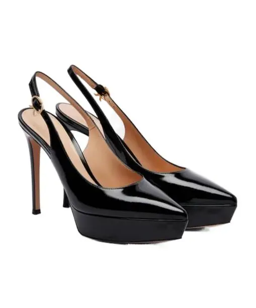 GIANVITO ROSSI Patent Leather Platform Slingback Pumps