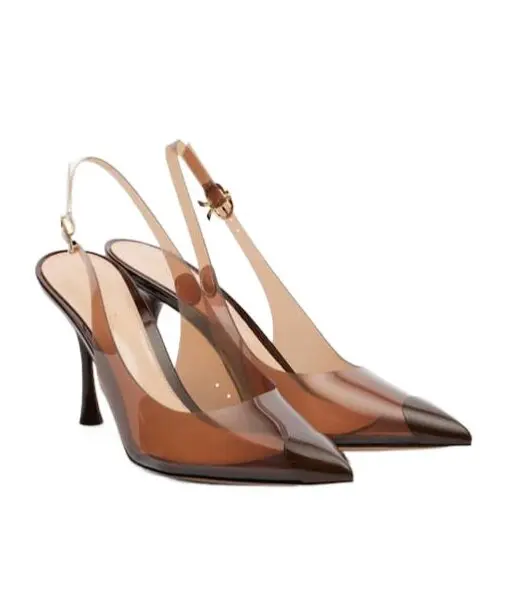 GIANVITO ROSSI Leather-trimmed Slingback Pumps