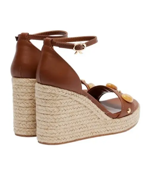 GIANVITO ROSSI Embellished Leather Espadrille Wedges