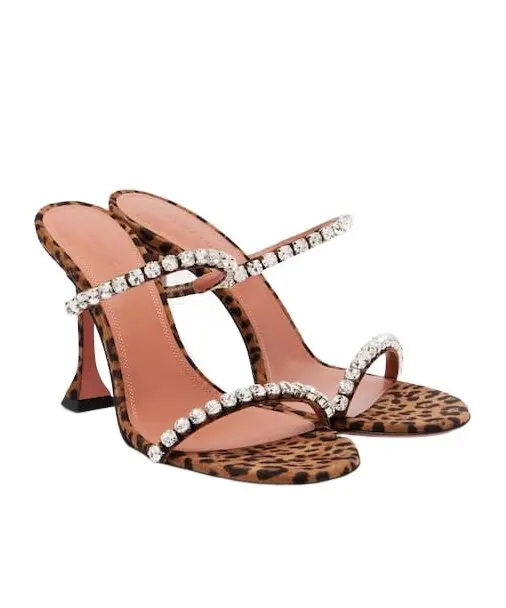 Amina Muaddi Leopard-print Suede Mules