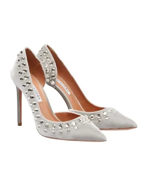 AQUAZZURA Embellished Velvet Pumps