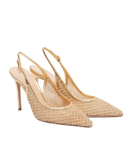 GIANVITO ROSSI Leather-trimmed Slingback Pumps