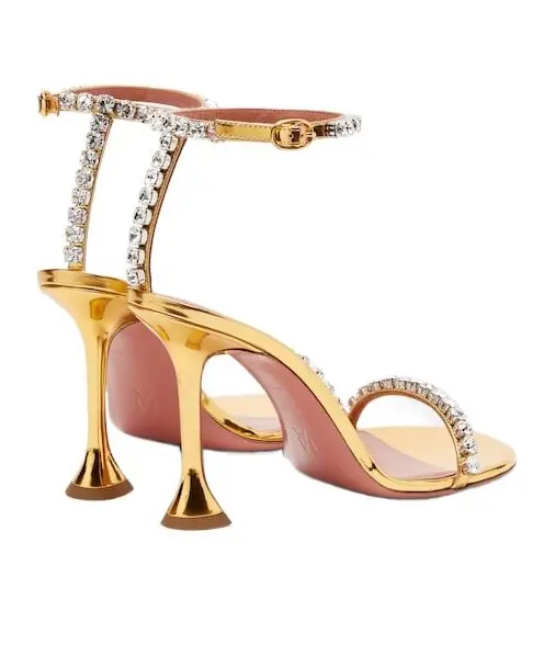 Amina Muaddi Embellished Leather Sandals