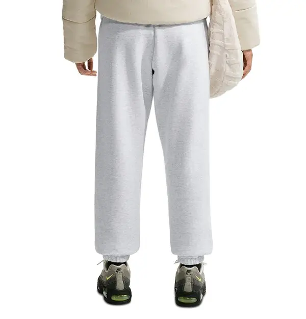Nike Studio Fleece Medium Weight High Rise Oversized Cuffed Pants - Birch Heather/black